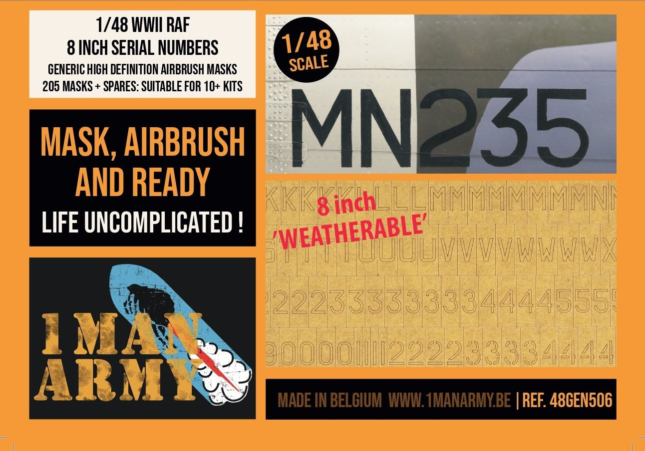 1ManArmy 1/48 RAF Serial Numbers Generic Set (714639354594) | P-Rex Hobby