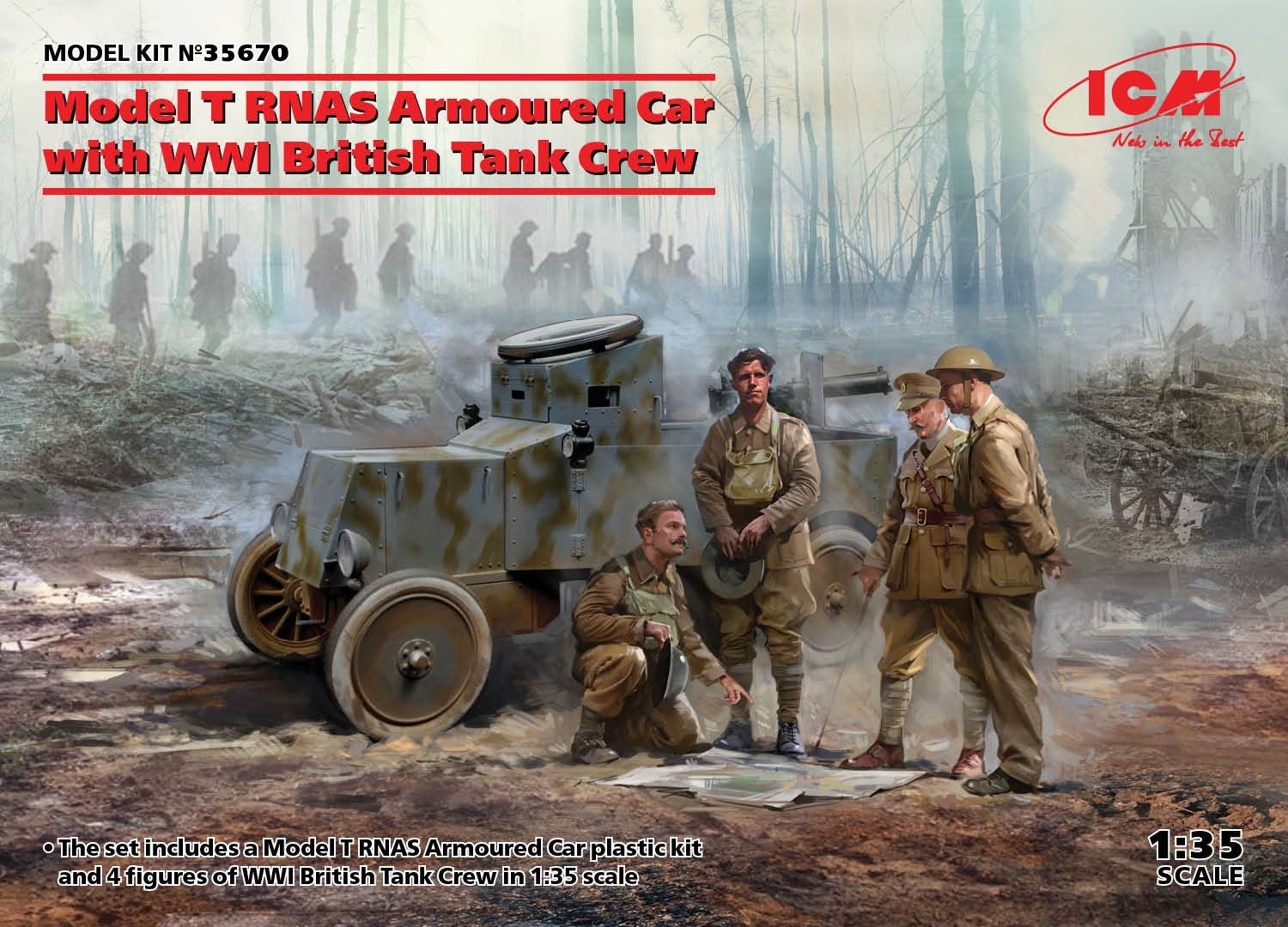 ICM 1/35 Model T RNAS Armoured Car with WWI British Tank Crew Model Kit ...