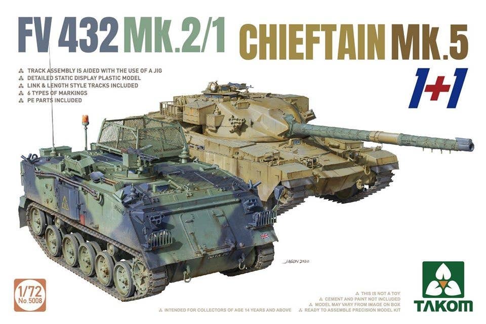 Takom 1/72 FV 432 MK.2/1+CHIEFTAIN MK.5 (1+1) Model Kit (4897051421726 ...