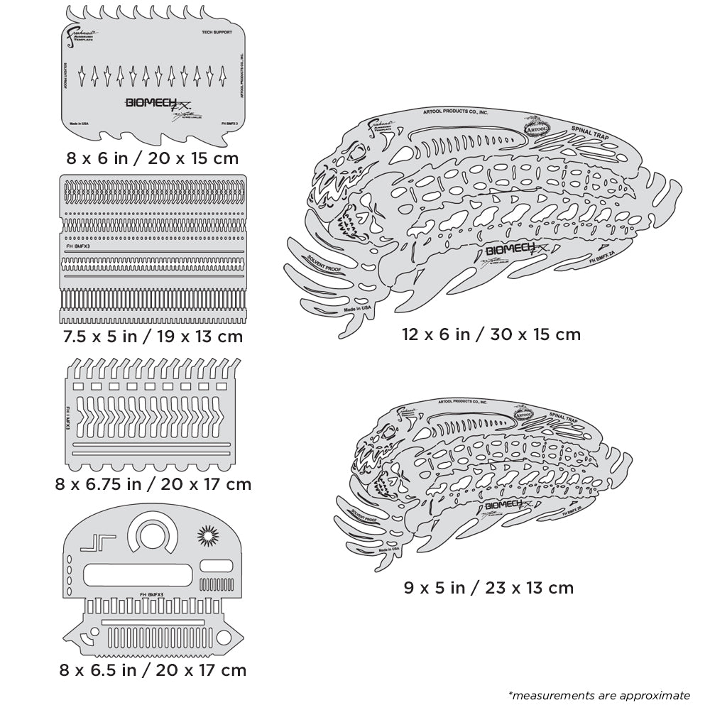 Iwata Artool Biomech FX Spinal Trap-Freehand Airbrush Template | P-Rex ...