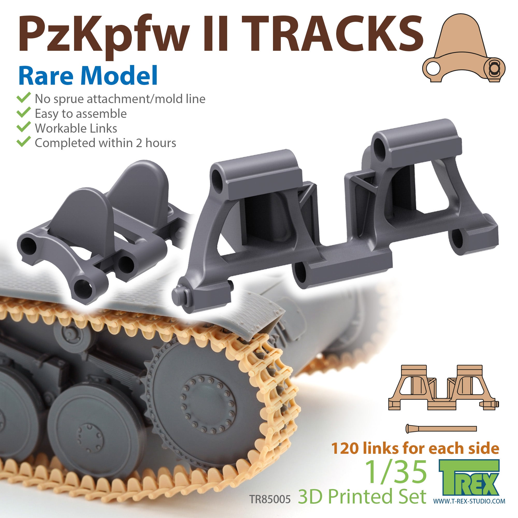 T-Rex Studio 1/35 PzKpfw II Tracks Rare Model (6973984750862) | P-Rex Hobby