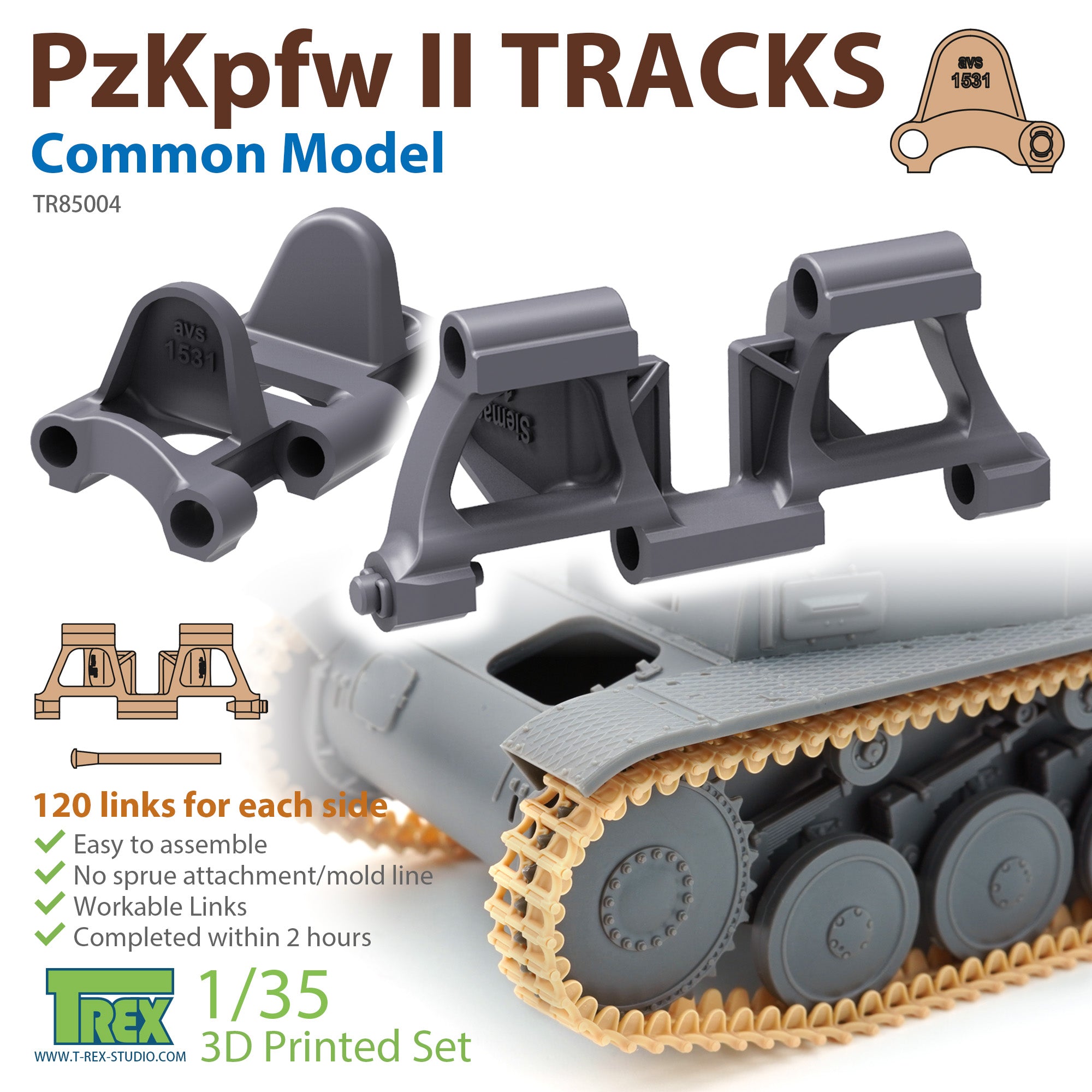 T-Rex Studio 1/35 PzKpfw II Tracks | High-Quality Model | P-Rex Hobby ...